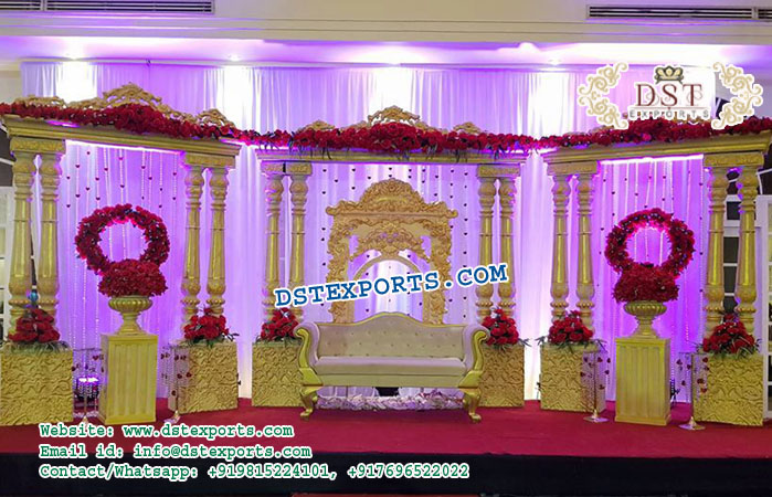 Best Twin Pillar Wedding Stage Set Decor