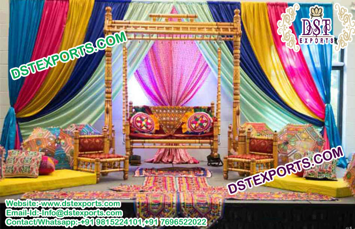 Indian Mehndi Stage Decoration With Jhula Set – dstexports
